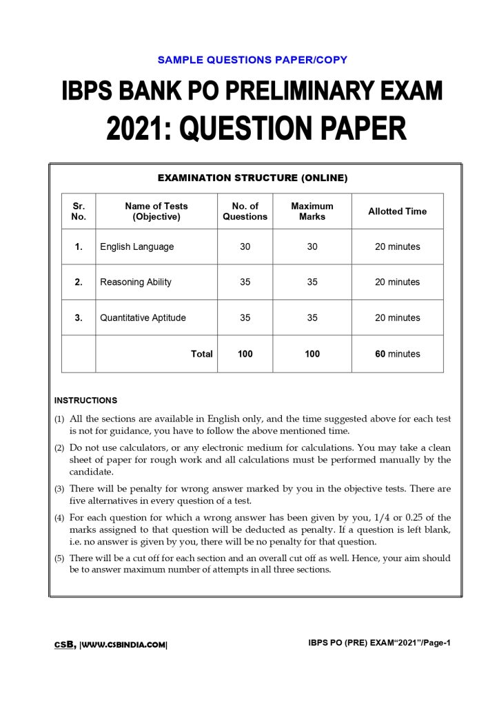 Best IBPS PO 2025–26 Offline Mock Test Series | CSB