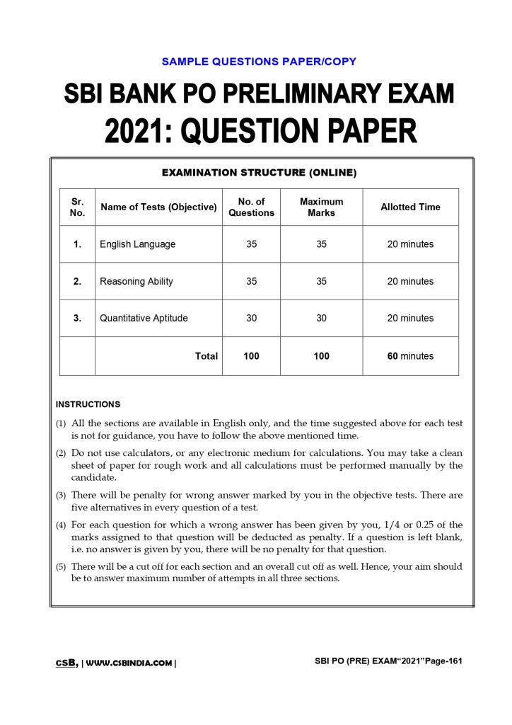 SBI PO EXAM 2022(OFFLINE MOCK TEST SERIES) - CHENNAI SCHOOL OF BANKING