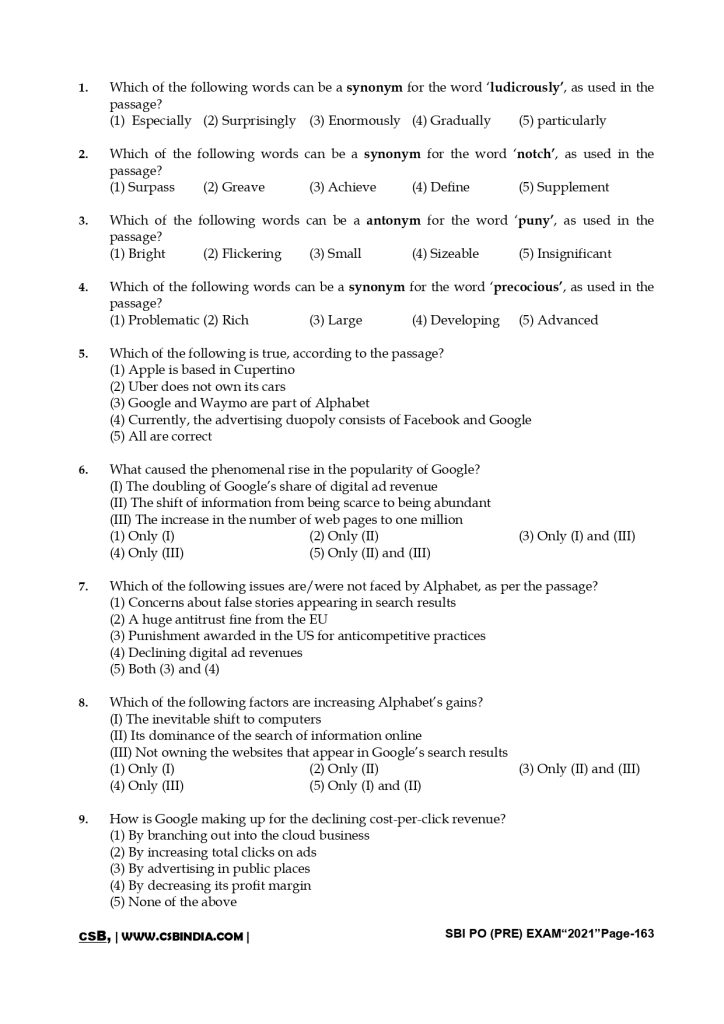 SBI PO EXAM 2022(OFFLINE MOCK TEST SERIES) - CHENNAI SCHOOL OF BANKING