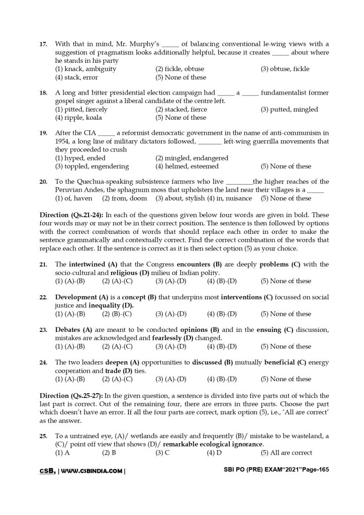 SBI PO EXAM 2022(OFFLINE MOCK TEST SERIES) - CHENNAI SCHOOL OF BANKING
