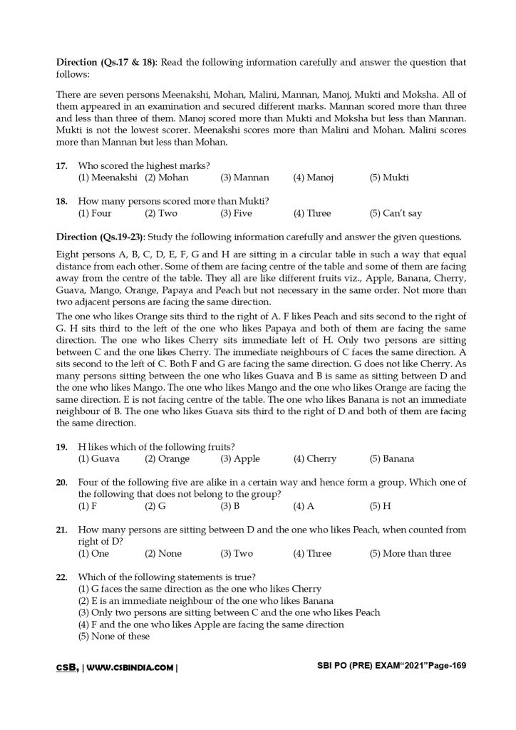 SBI PO EXAM 2022(OFFLINE MOCK TEST SERIES) - CHENNAI SCHOOL OF BANKING