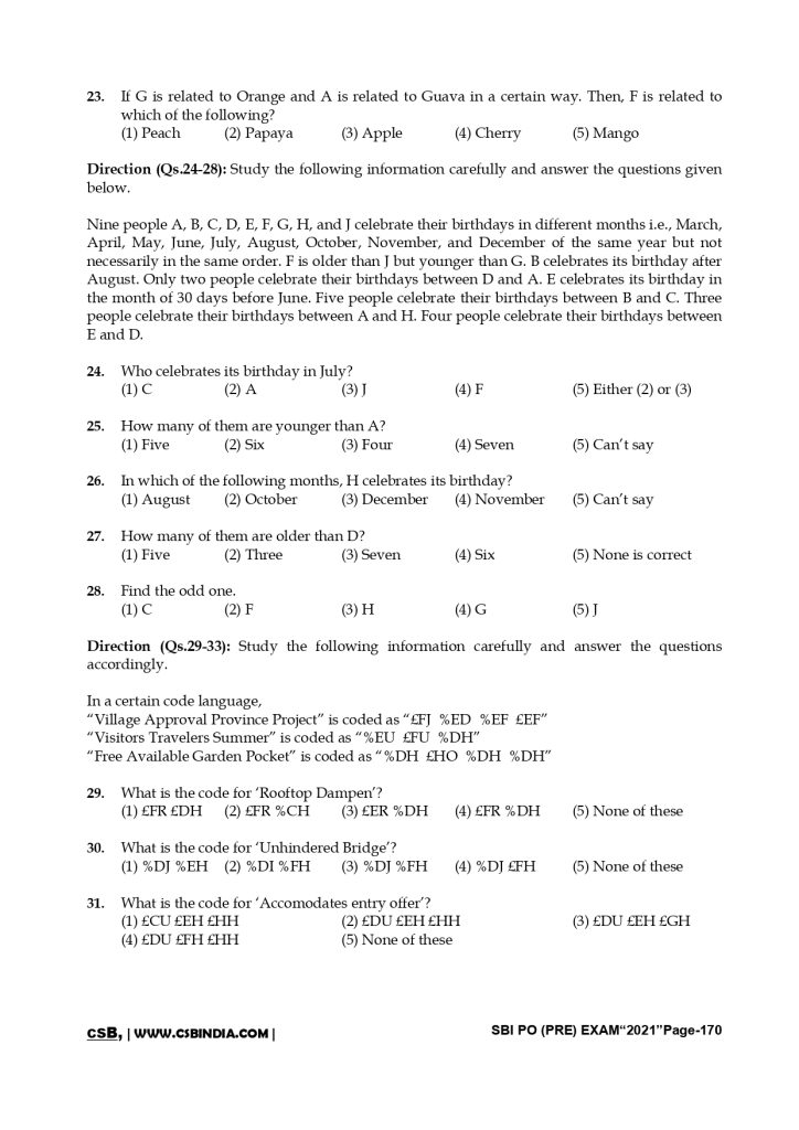 SBI PO EXAM 2022(OFFLINE MOCK TEST SERIES) - CHENNAI SCHOOL OF BANKING