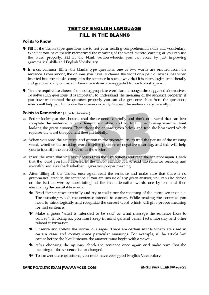 TEST OF ENGLISH LANGUAGE BOOK - CHENNAI SCHOOL OF BANKING