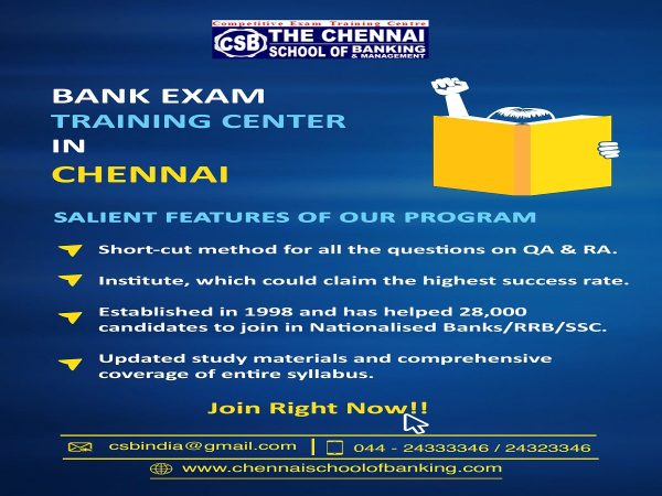 Excellent Bank Exam Coaching Centre in Chennai | Chennai School of Banking